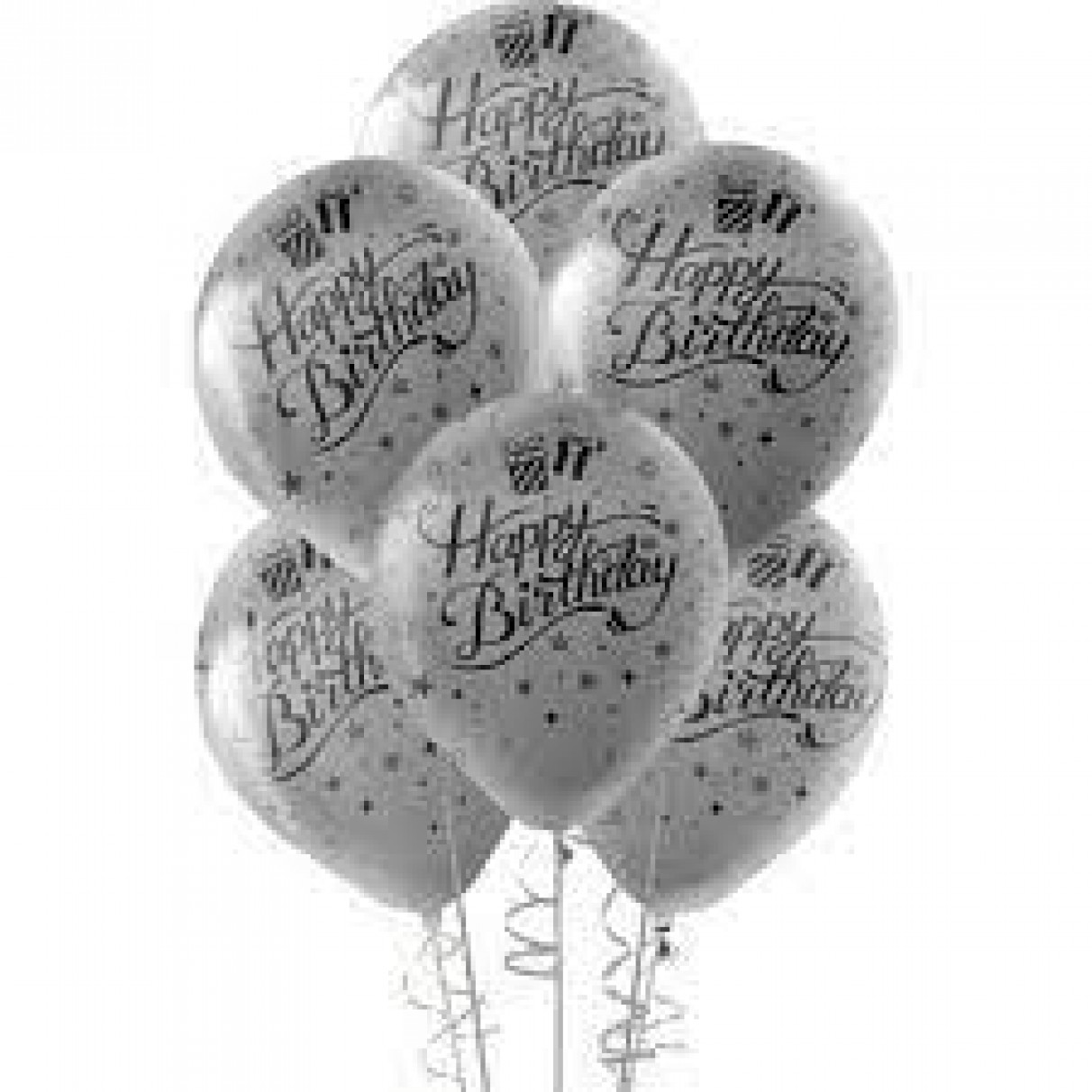 Balon Happy Birthday Seffaf Ve Siyah 10 Lu